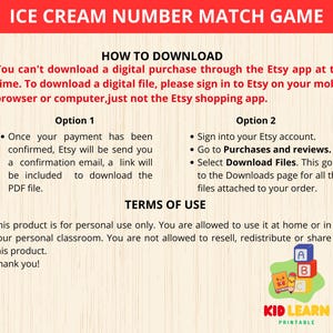 Ice Cream Numbers Matching,sort and Match Game,number Matching Ice ...
