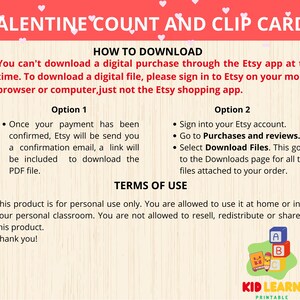 Valentine Count and Clip Cards,valentine's Day Math Activity,counting ...