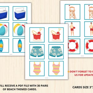 Beach Memory Game,summer Memory Card,beach Memory Match,beach Party ...