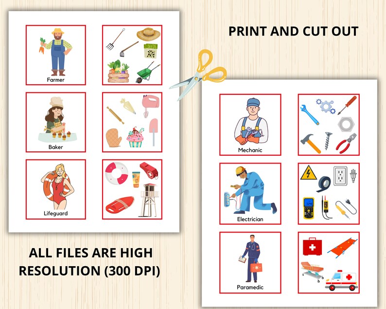 Professions Matching Activity,job Associations,occupation Puzzle,job ...
