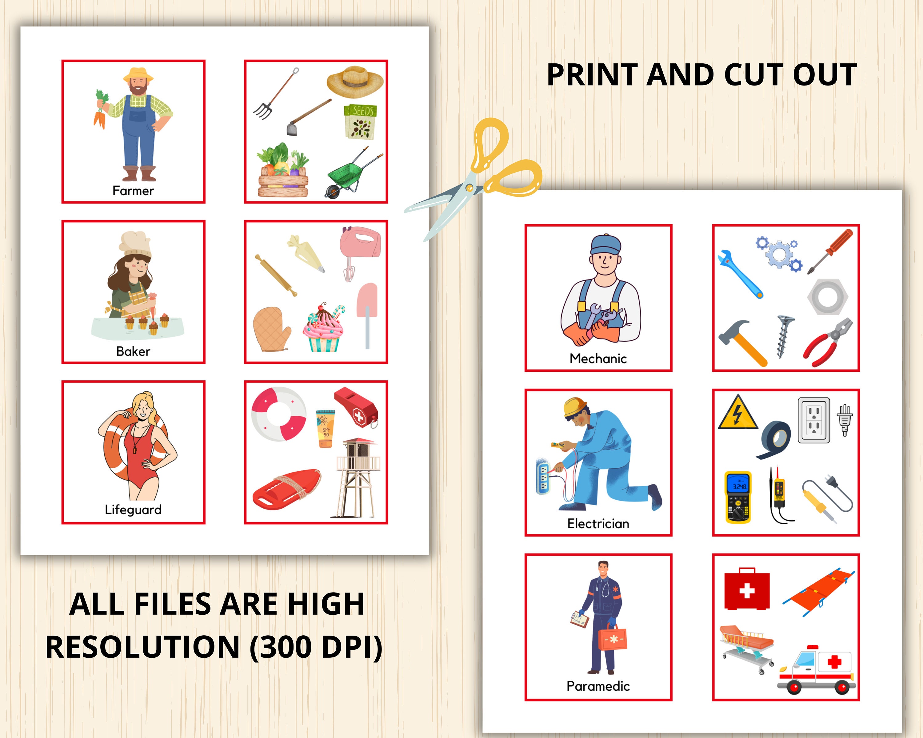 Professions Matching Activity,job Associations,occupation Puzzle,job ...