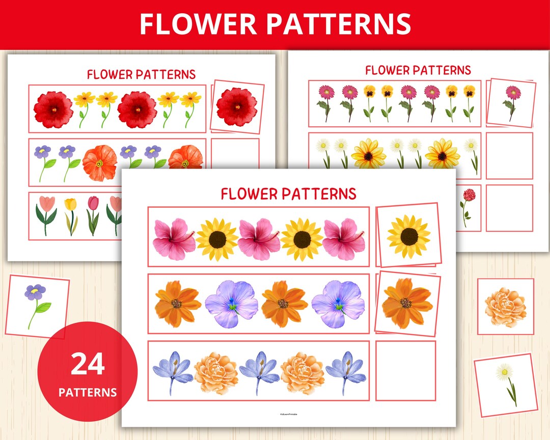 Flower Patterns Game,what Comes Next,spring Patterns,flower Montessori ...