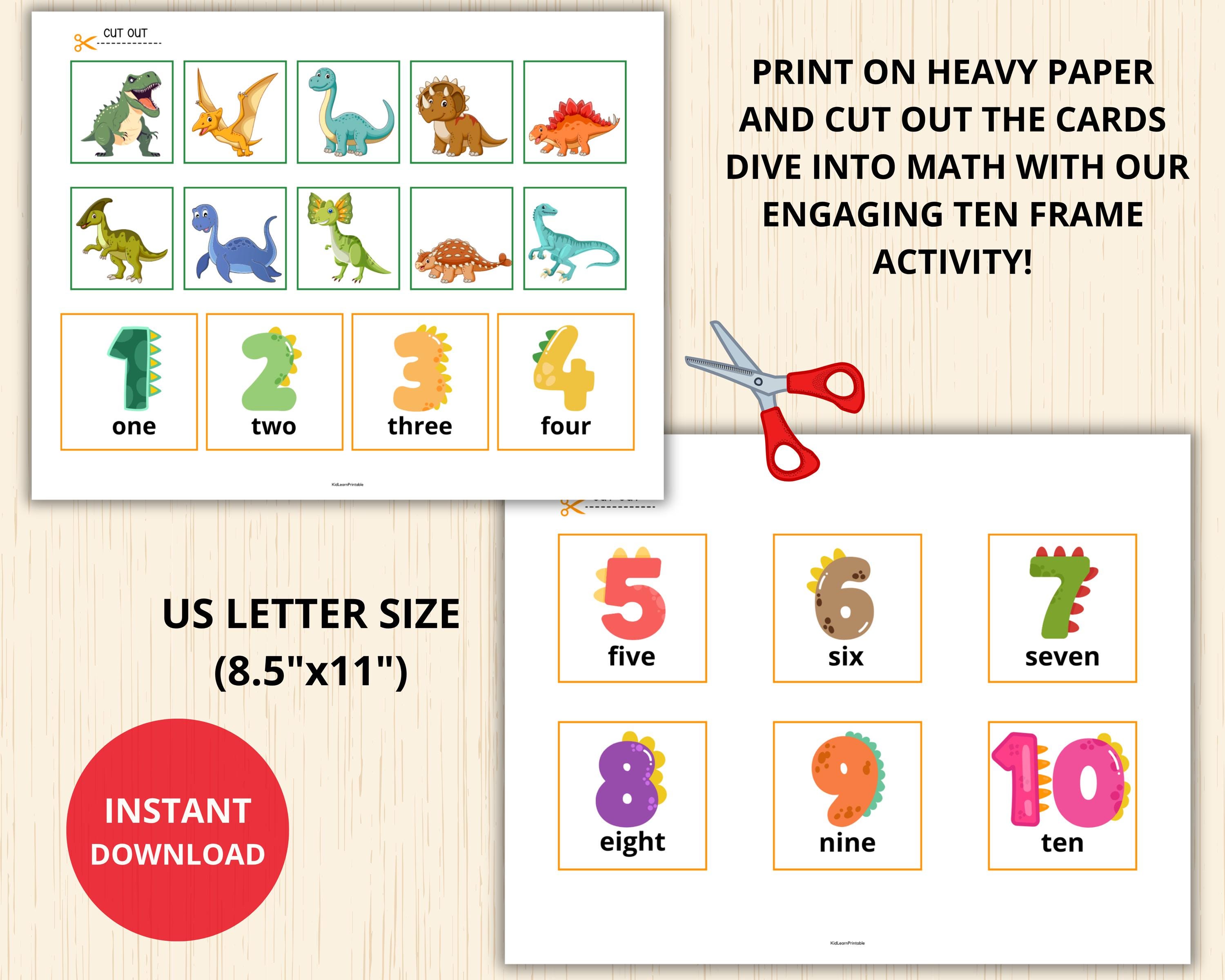 Dinosaur Ten Frame,dinosaur Birthday Game,dinosaur Activity,numbers 1 ...