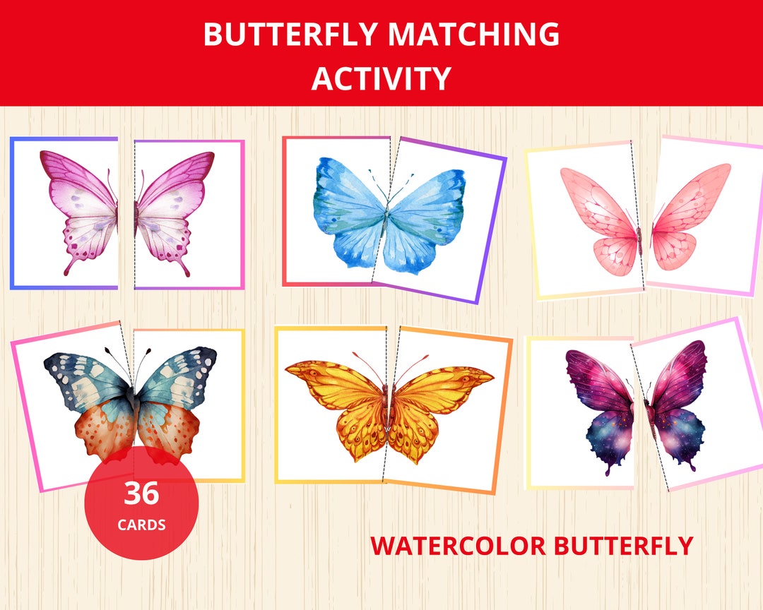 Butterfly Matching Activity, Butterfly Puzzles,symmetry Puzzle,toddler ...