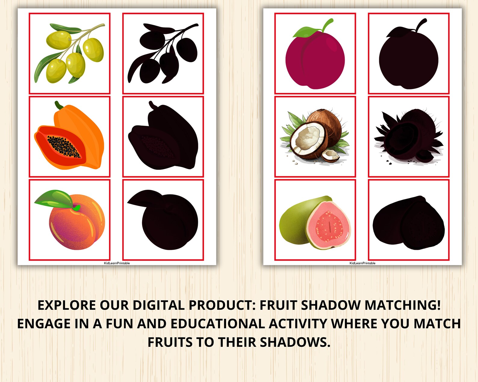 Fruits Shadow Matching,fruits Matching Game,fruit Montessori,fruits ...