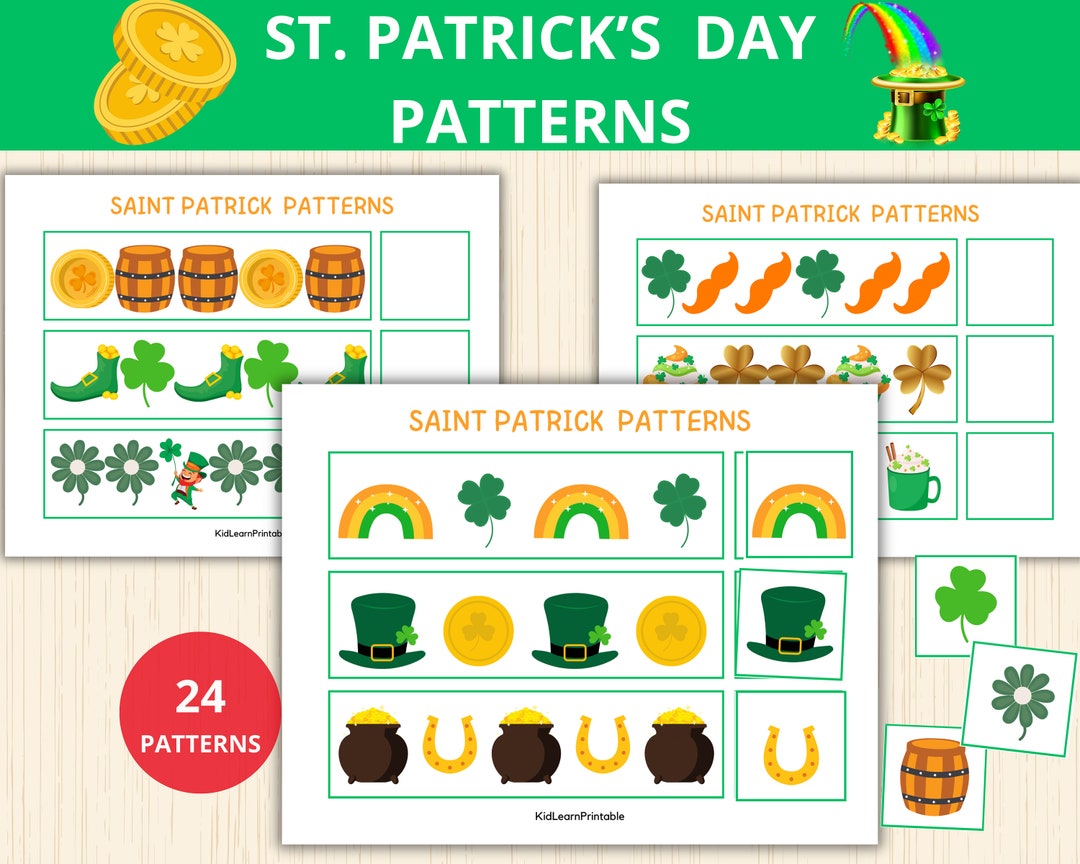 St. Patrick's Day Patterns,preschool, Worksheet, St. Patrick's Day ...