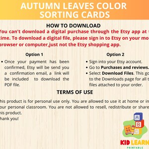 Autumn Color Sorting Activity,color Matching Game,autumn Leaves Colour ...