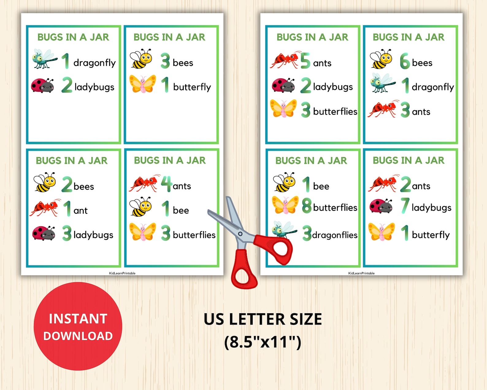 Bug in a Jar Counting Activity, Pretend Play,insect Busy Book, Bug Unit ...