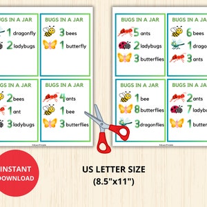 Bug in a Jar Counting Activity, Pretend Play,insect Busy Book, Bug Unit ...