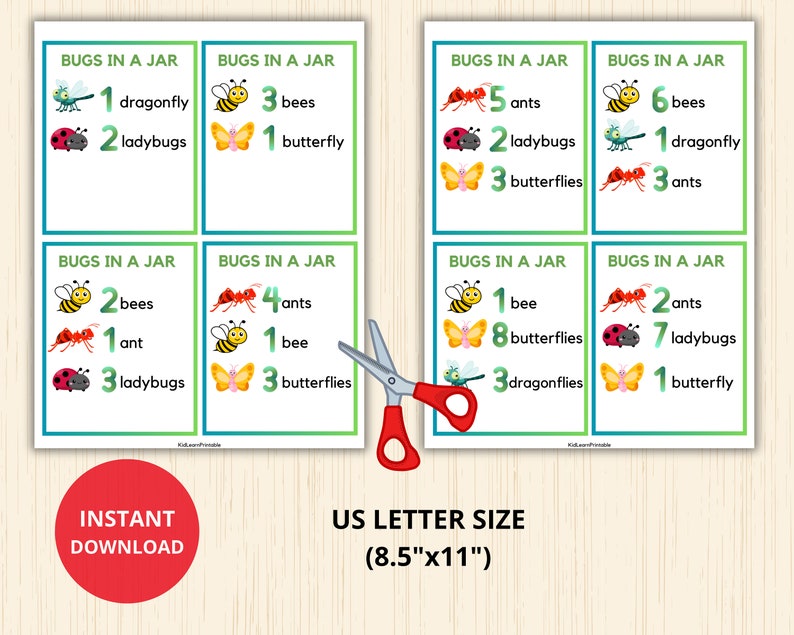 Bug in a Jar Counting Activity, Pretend Play,insect Busy Book, Bug Unit ...