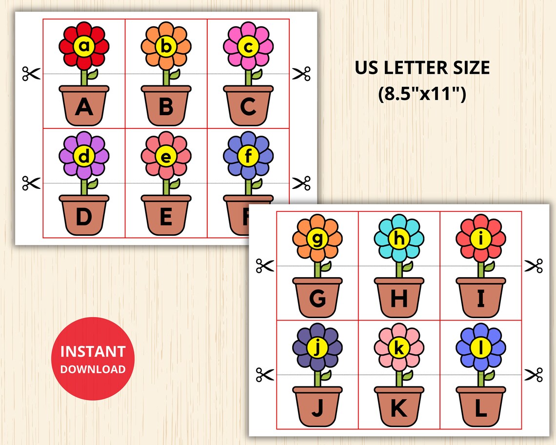 Flower Alphabet Match, Spring Preschool Activity,alphabet Matching Game ...
