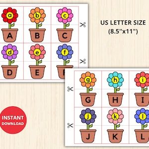 Flower Alphabet Match, Spring Preschool Activity,alphabet Matching Game ...