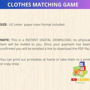 Clothes Matching Game,clothing Activity for Kids,montessori Clothes ...