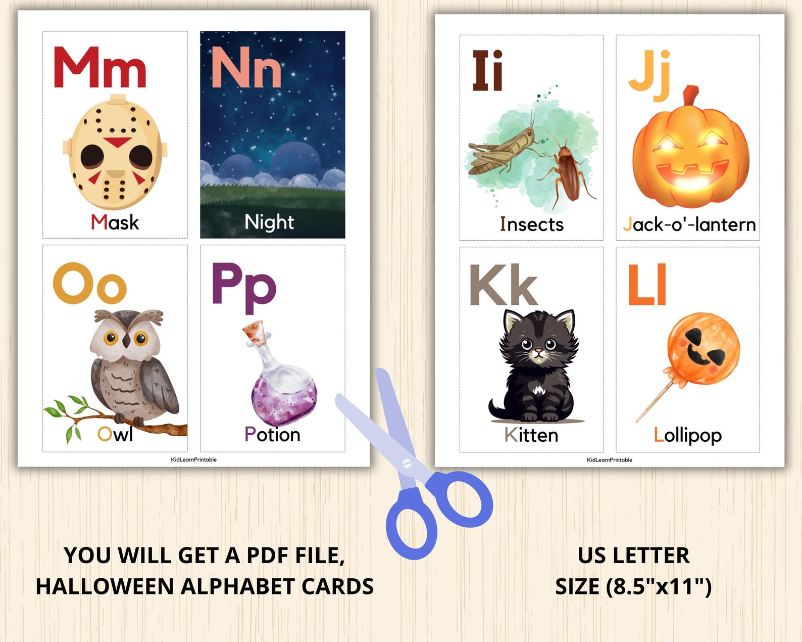 Halloween Alphabet Cards,halloween Flashcards,halloween Homeschool ...