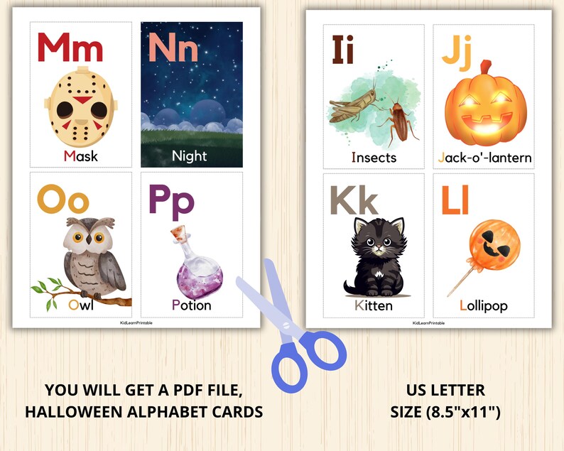Halloween Alphabet Cards,halloween Flashcards,halloween Homeschool ...
