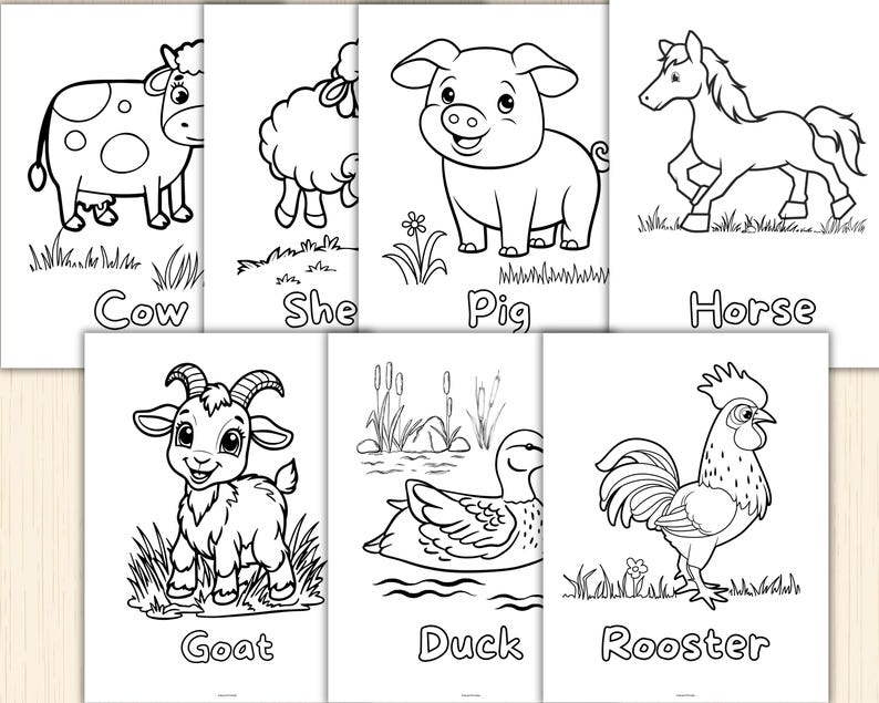 Farm Animal Coloring Pages,farm Coloring Book,farm Activity Sheet ...