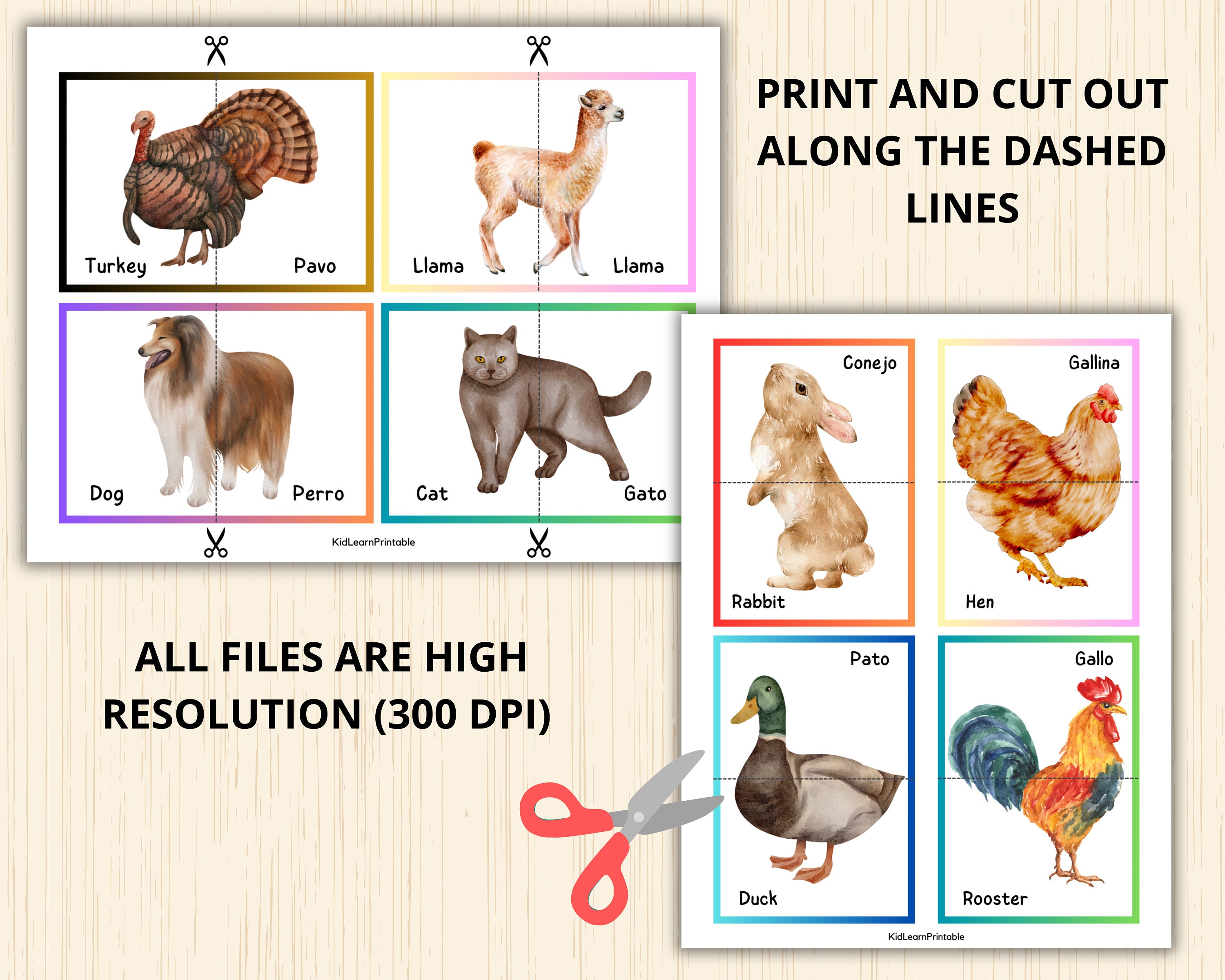 Farm Animals Puzzle Pairs,farm Animals Symmetry Puzzles, Animals ...