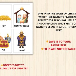 Nativity Flashcards for Kids,nativity Story Cards,nativity Scene Kids ...