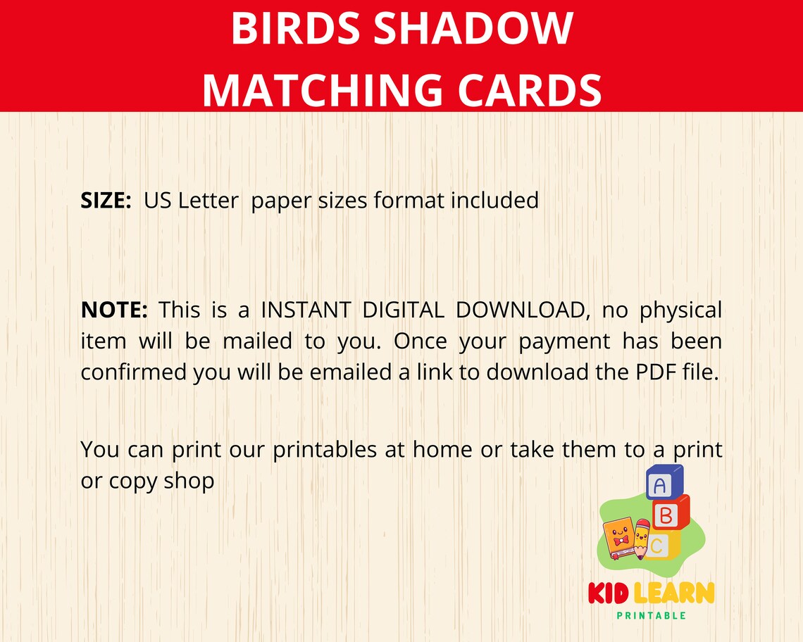 Bird Shadow Matching Cards,birds Shadow Cards,birds Match Picture,birds ...