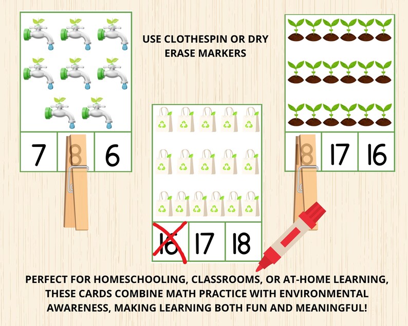 Earth Day Count and Clip Cards,numbers 1-20,counting Cards, Earth Day ...