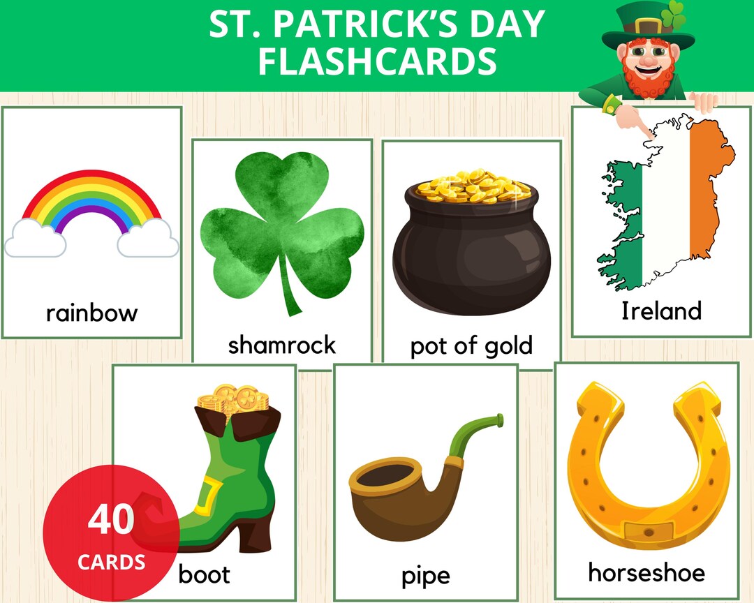 St. Patrick's Day Flashcard,st Patricks Vocabulary,saint Patrick's ...