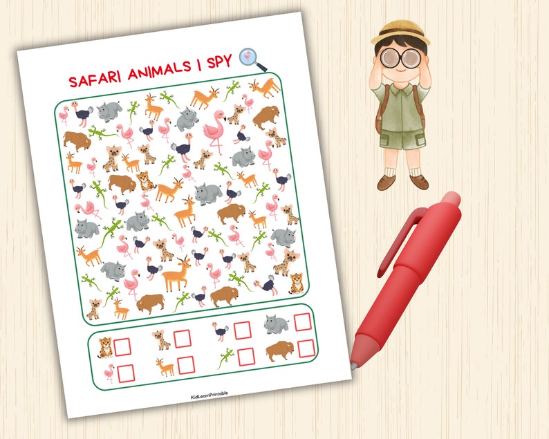Safari Animal I Spy,counting Activity,look and Find,animals Preschool,i ...