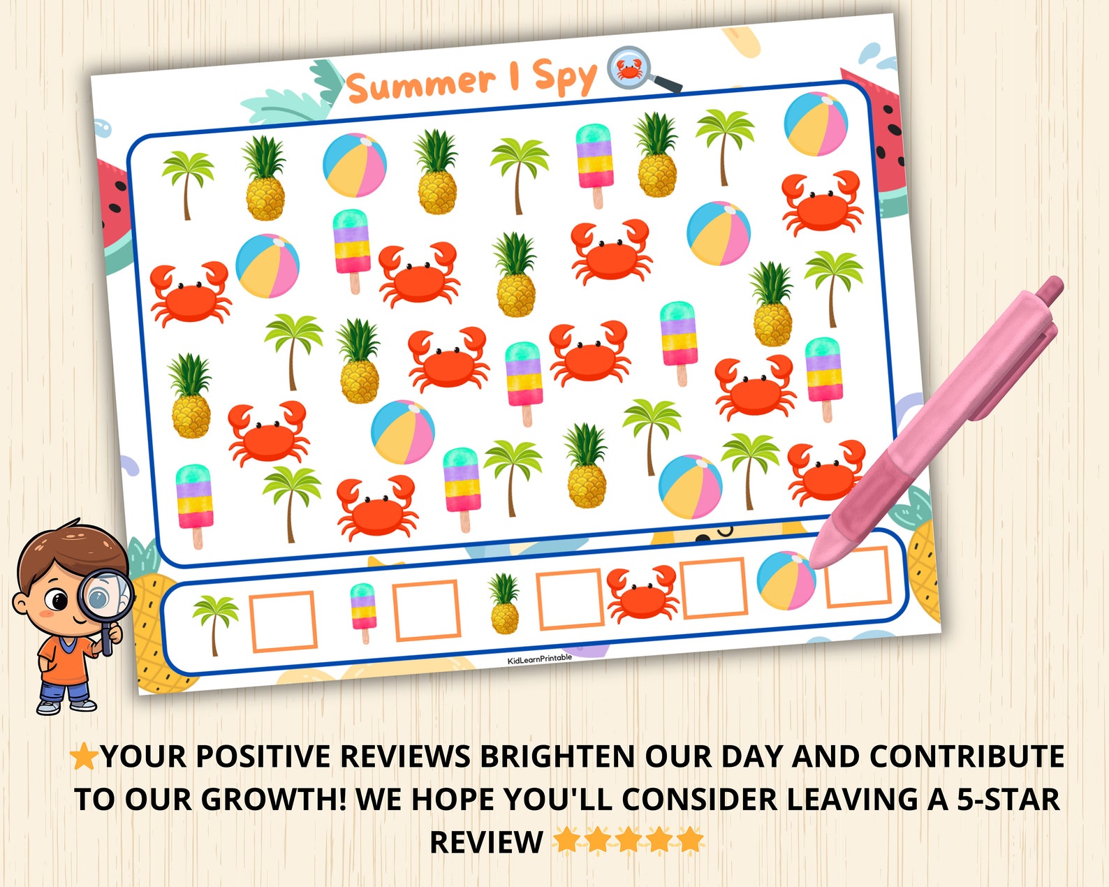 Summer I Spy,counting Activity,look and Find,summer Preschool ...