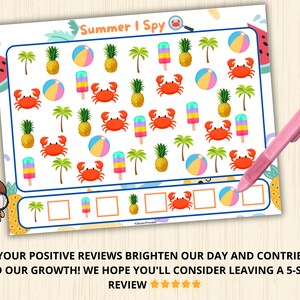 Summer I Spy,counting Activity,look and Find,summer Preschool ...