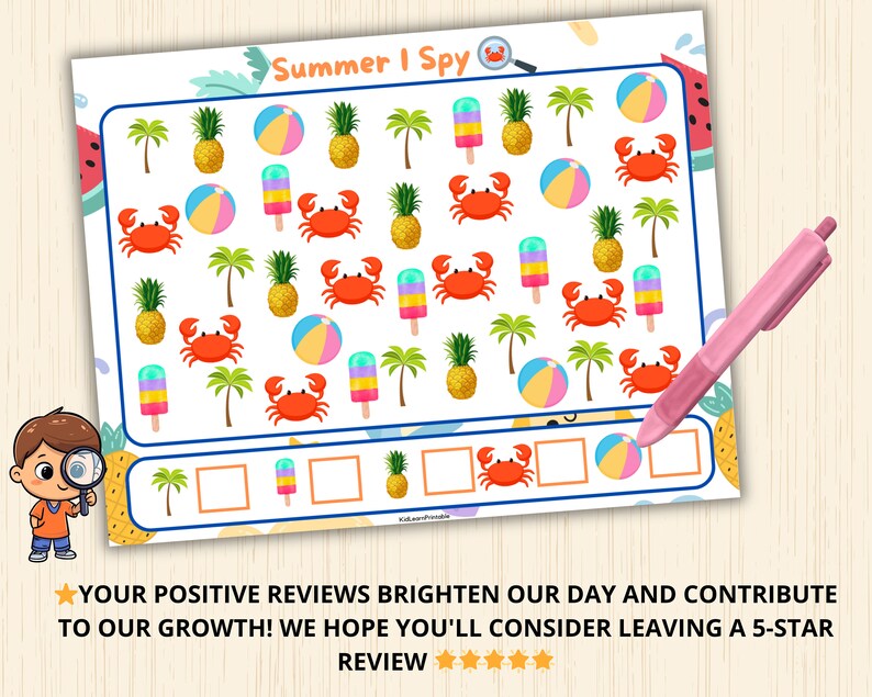 Summer I Spy,counting Activity,look and Find,summer Preschool ...