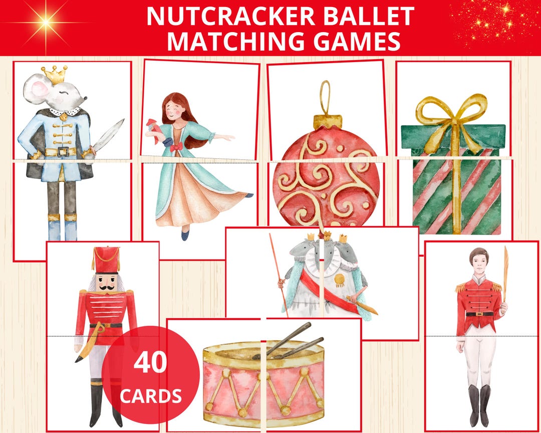 Nutcracker Matching Game,nutcracker Ballet Card,xmas Matching Activity ...