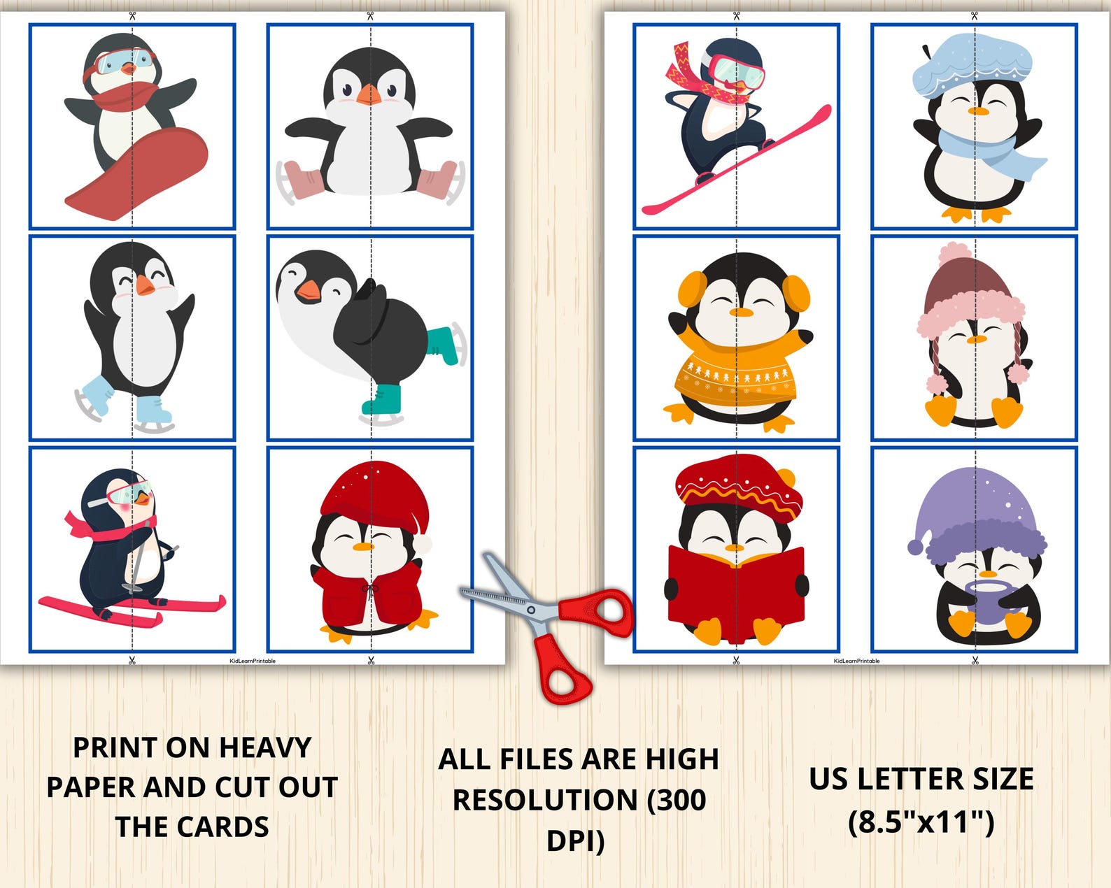 Penguin Matching Game,winter Match Activity,match the Halves,winter ...