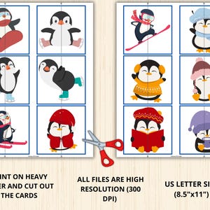 Penguin Matching Game,winter Match Activity,match the Halves,winter ...