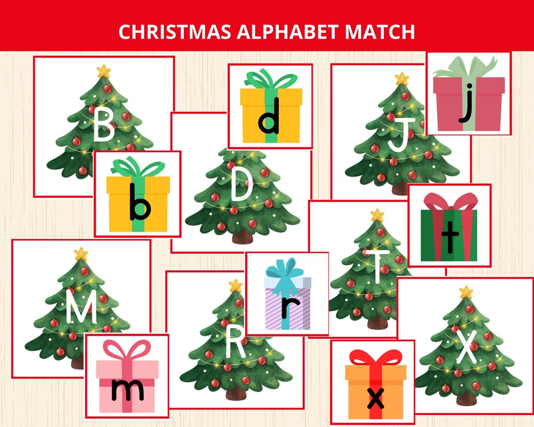 Christmas Alphabet Match,christmas Alphabet Activity,christmas Alphabet ...