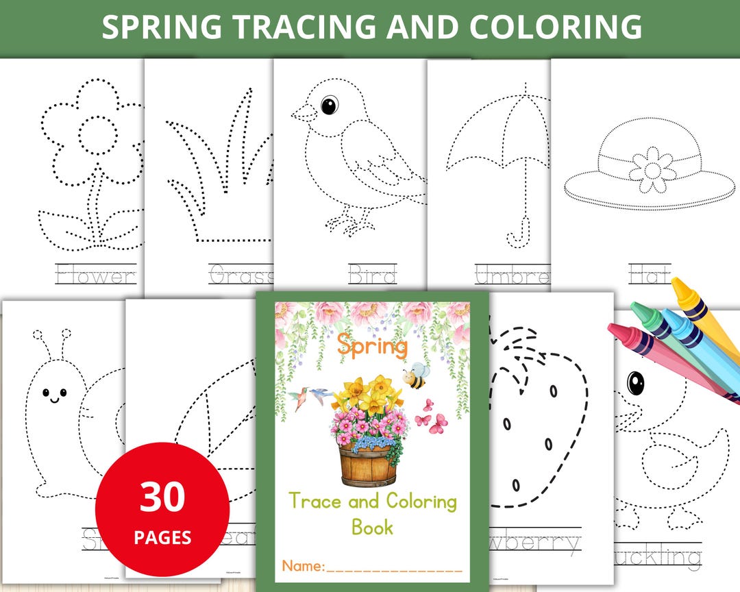 Spring Tracing Worksheets,spring Coloring Pages,nature Homeschool ...