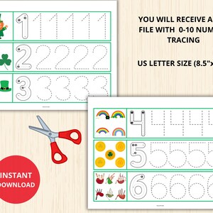 St. Patrick's Number Tracing,st Patricks Tracing Whorksheets,spring ...