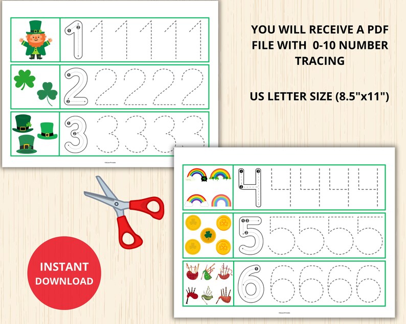 St. Patrick's Number Tracing,st Patricks Tracing Whorksheets,spring ...