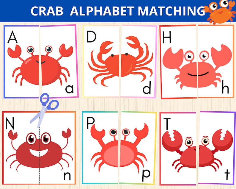 Crab Letter Match,preschool Letters,alphabet Matching Game,letter ...