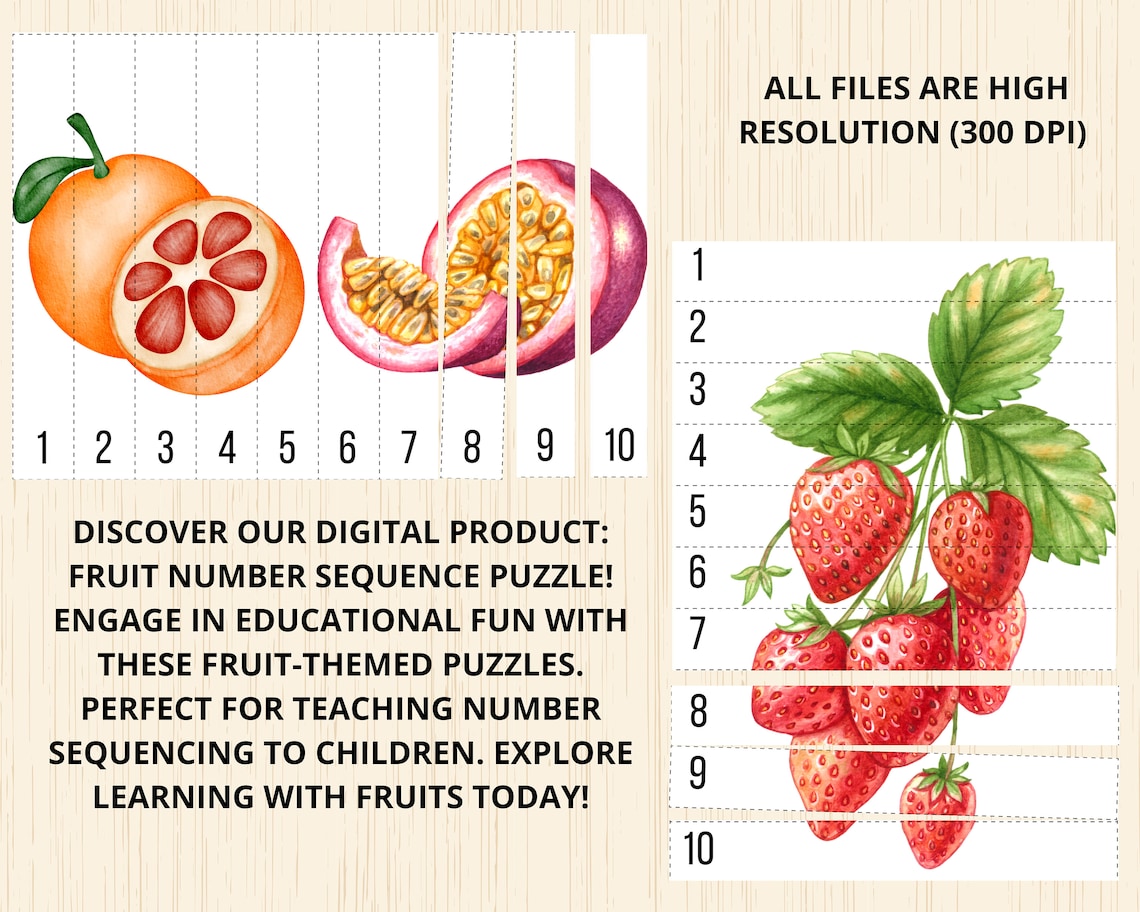 Fruits Puzzle Number Sequence,toddler Puzzle Pairs,fruit Matching ...