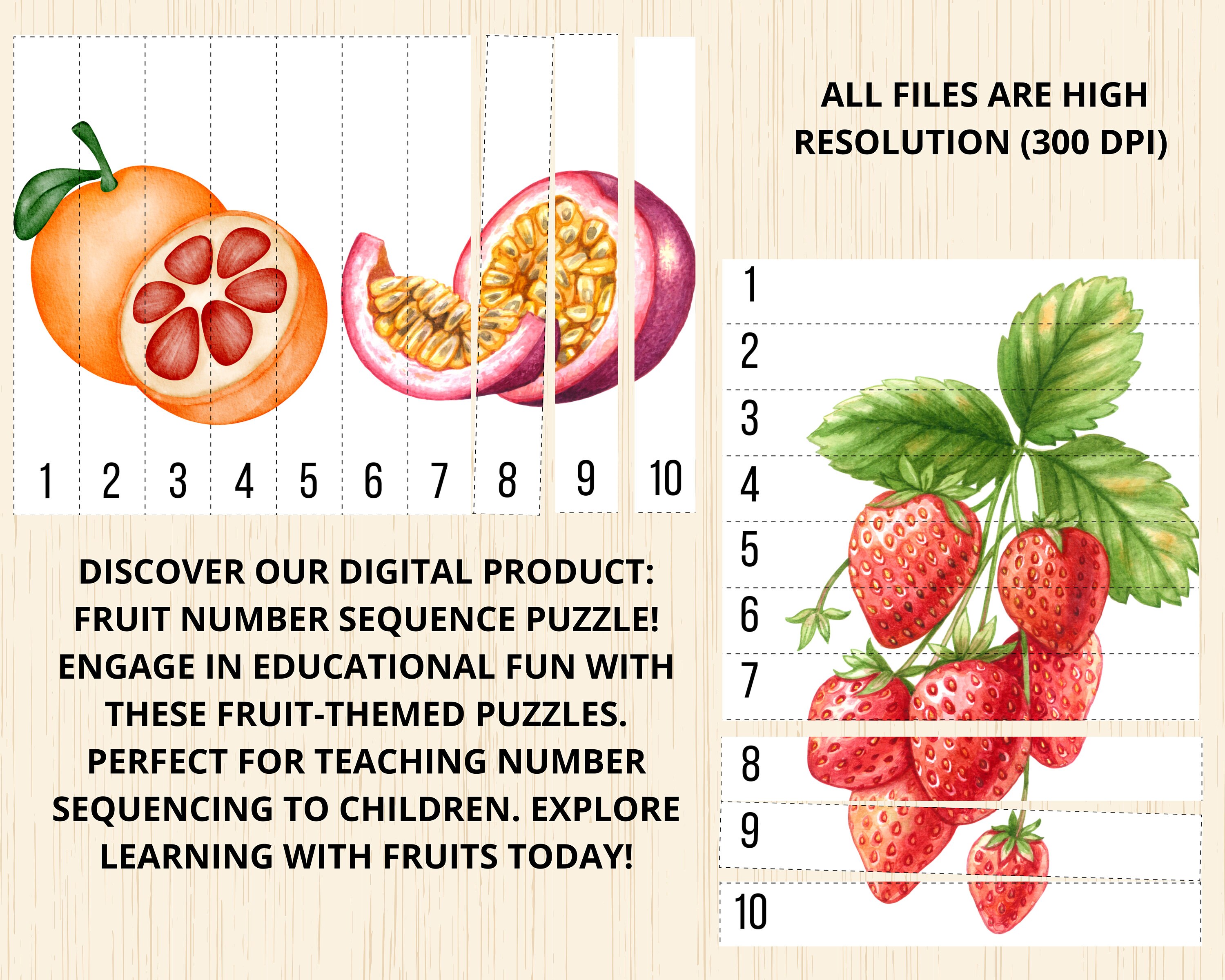 Fruits Puzzle Number Sequence,toddler Puzzle Pairs,fruit Matching ...