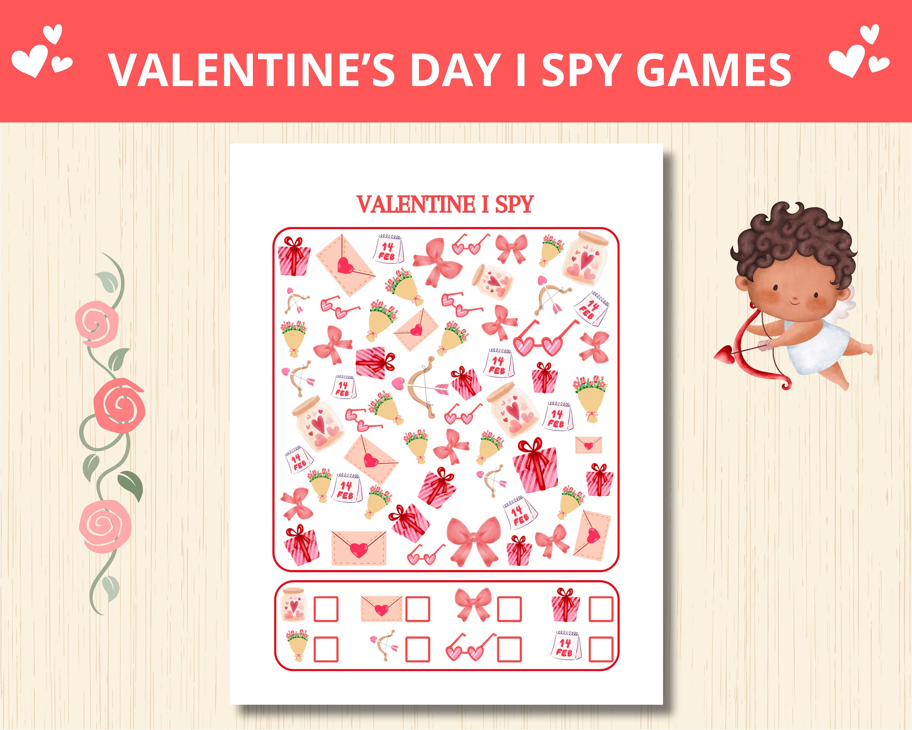 Valentine's Day I Spy,printable Family Games,preschool Valentines,math ...