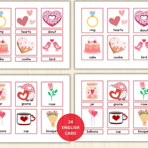 Montessori 3 Part Valentine's Day Cards, Flashcards, Montessori ...
