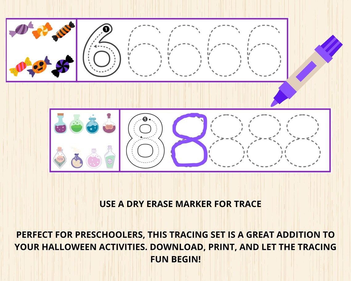 Halloween Number Tracing,handwriting Practice,writing Skills,tracing ...