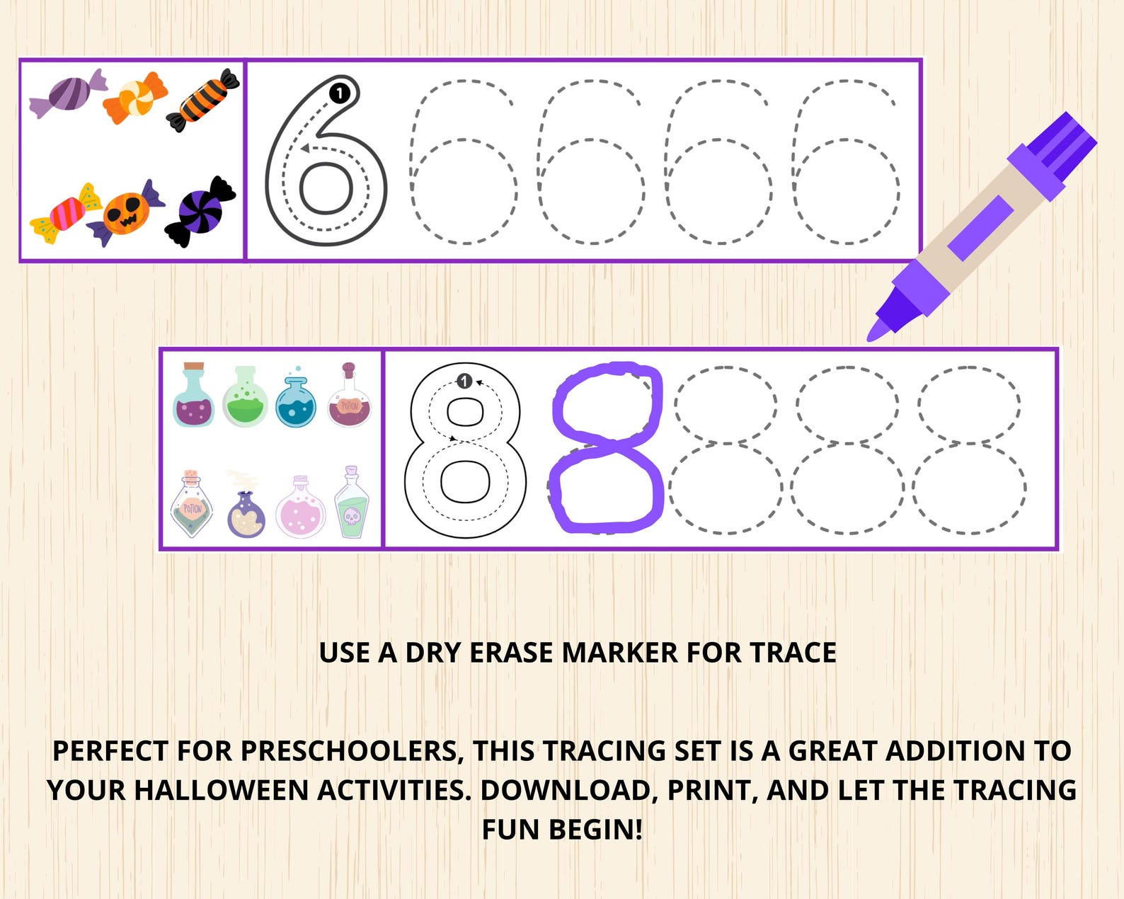 Halloween Number Tracing,handwriting Practice,writing Skills,tracing ...