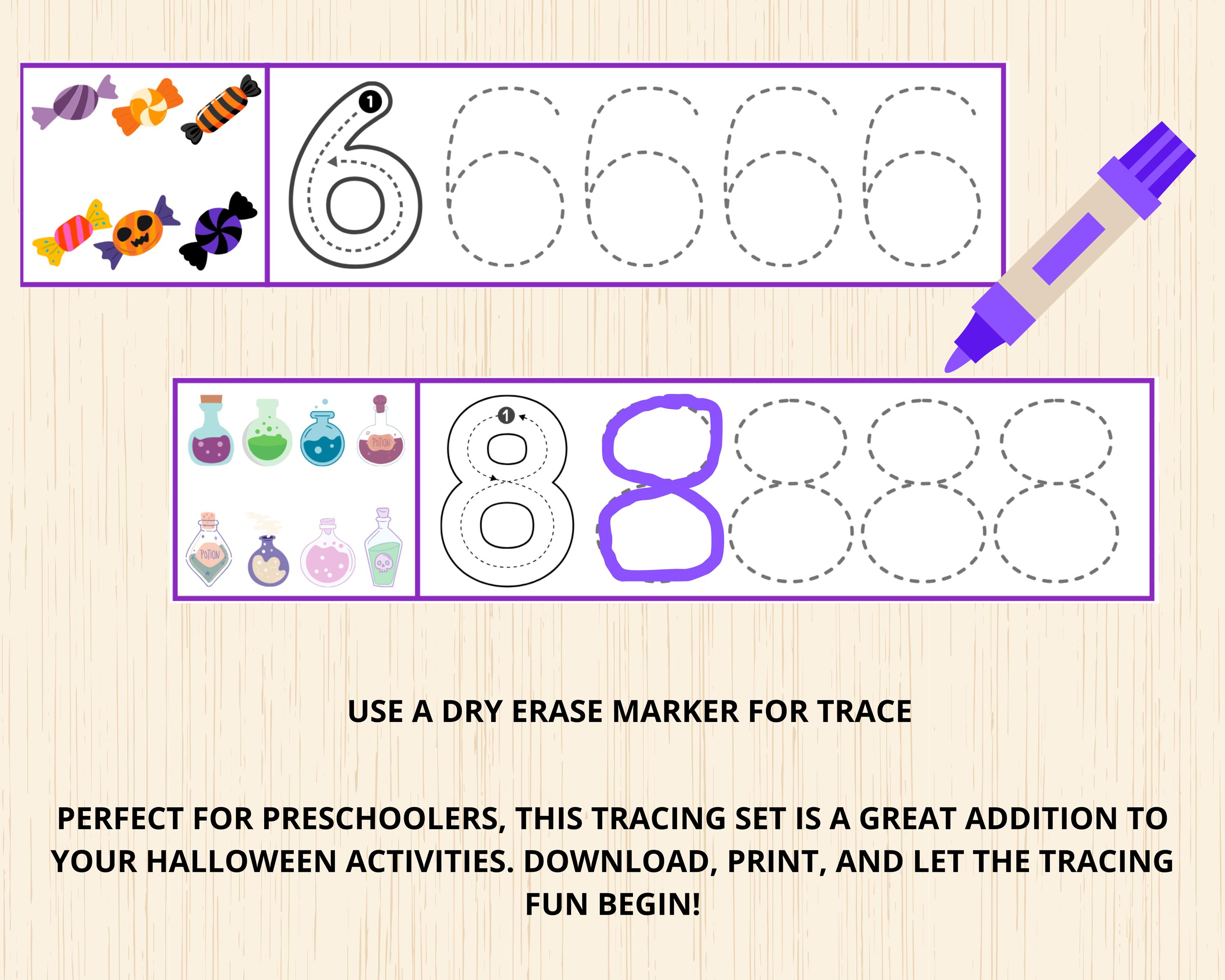 Halloween Number Tracing,handwriting Practice,writing Skills,tracing ...