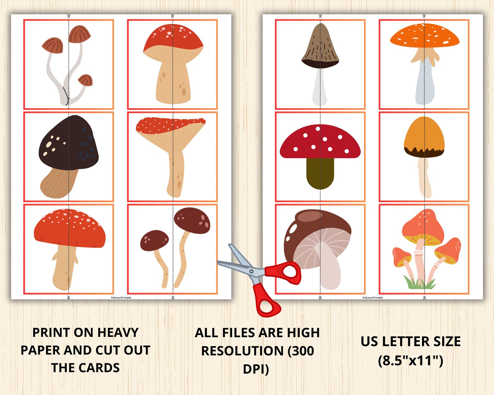 Fall Matching Mushroom Activity,symmetry Puzzle,2 Piece Puzzle,autumn ...