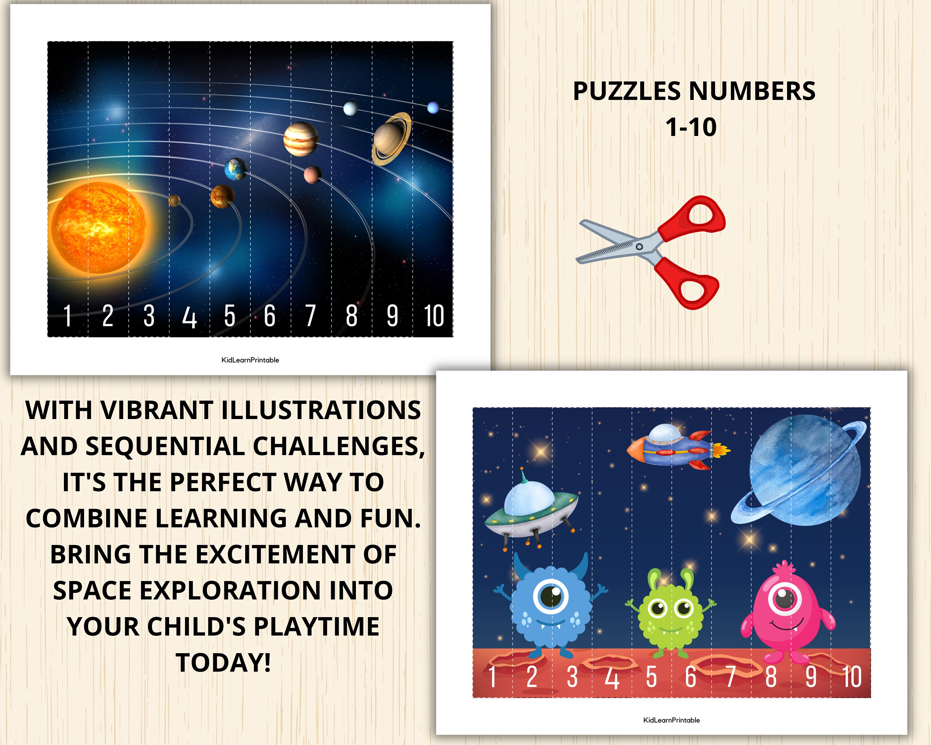 Space Puzzles,space Activities,outer Space Number Sequence,numbers 1-10 ...