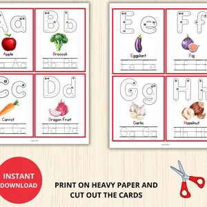 Fruit Alphabet Tracing Cards,alphabet Tracing Worksheets,fruits and ...
