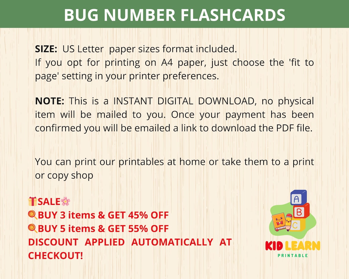 Bugs Number Flashcard,minibeast Number Cards,insect Preschool,nature ...