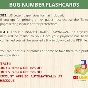 Bugs Number Flashcard,minibeast Number Cards,insect Preschool,nature ...