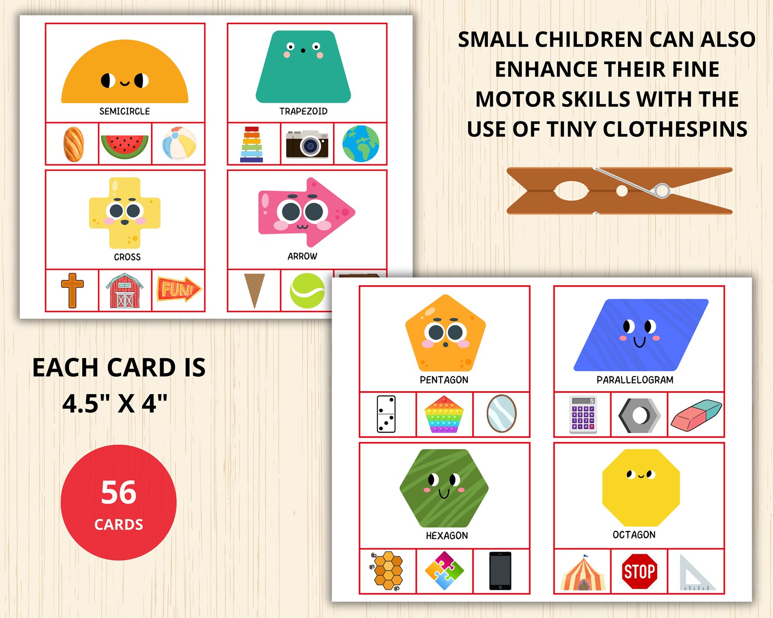 Shapes Sorting Activity,shapes Clip Card,matching Activity,learning ...